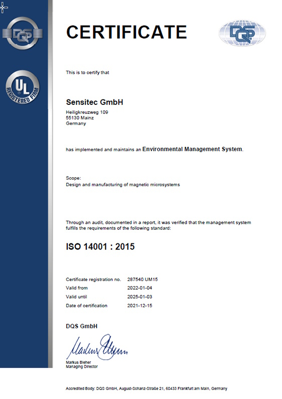 Certificates - Sensitec